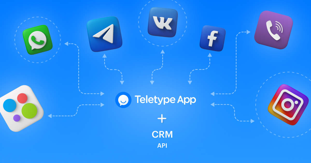 Aggregator of messengers and social networks for business in one window Teletype App
